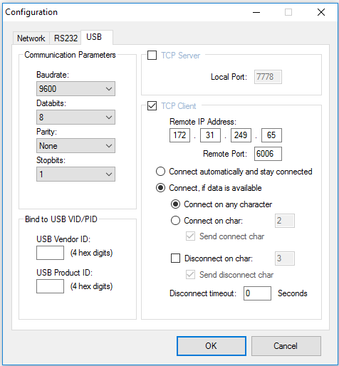 Configure TCP Converter network reader