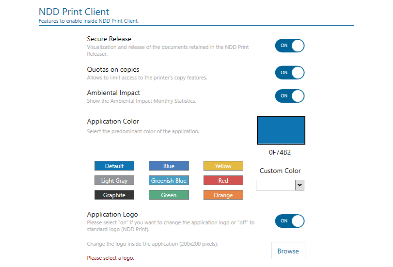 Configure application via ECT