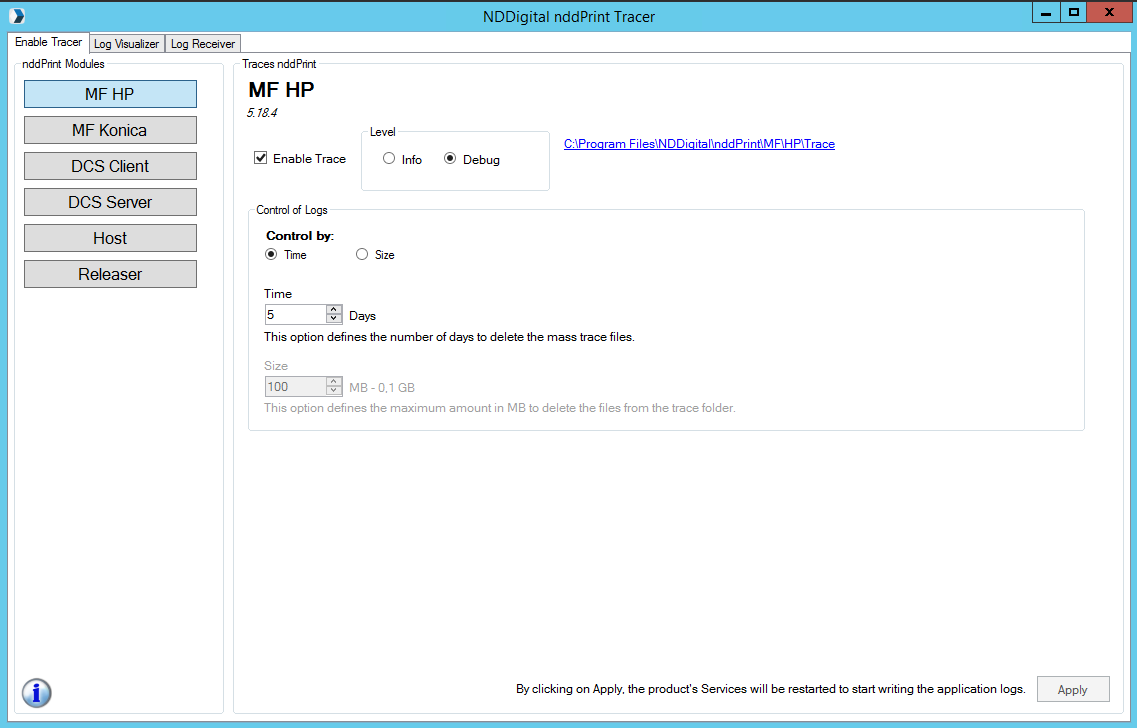 Utilizando o NDD Print Tracer