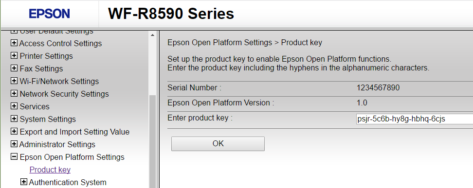 Activate Epson Open Platform (EOP) on the printer